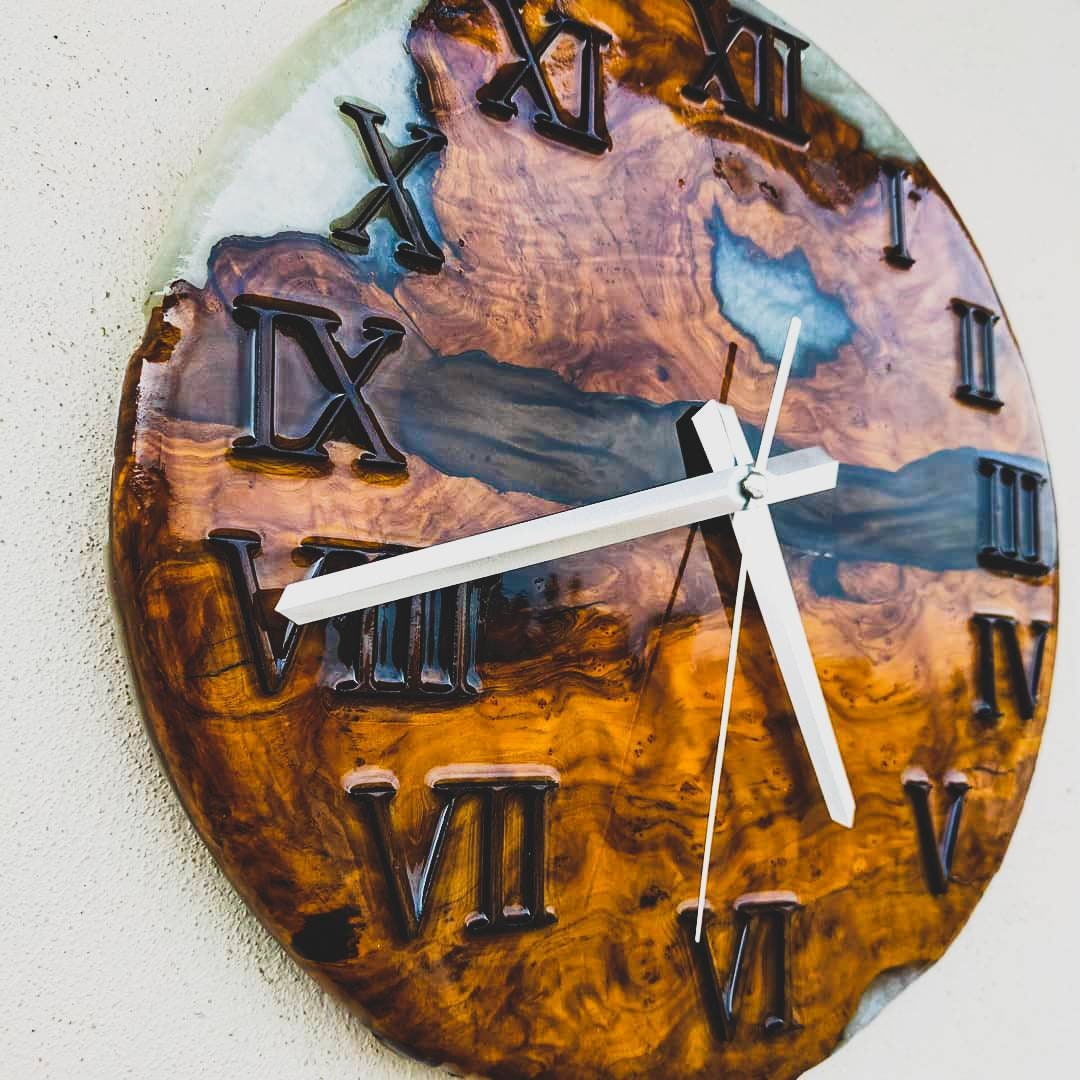 Unique Handmade Wooden and Epoxy Resin Wall Clocks - Etsy