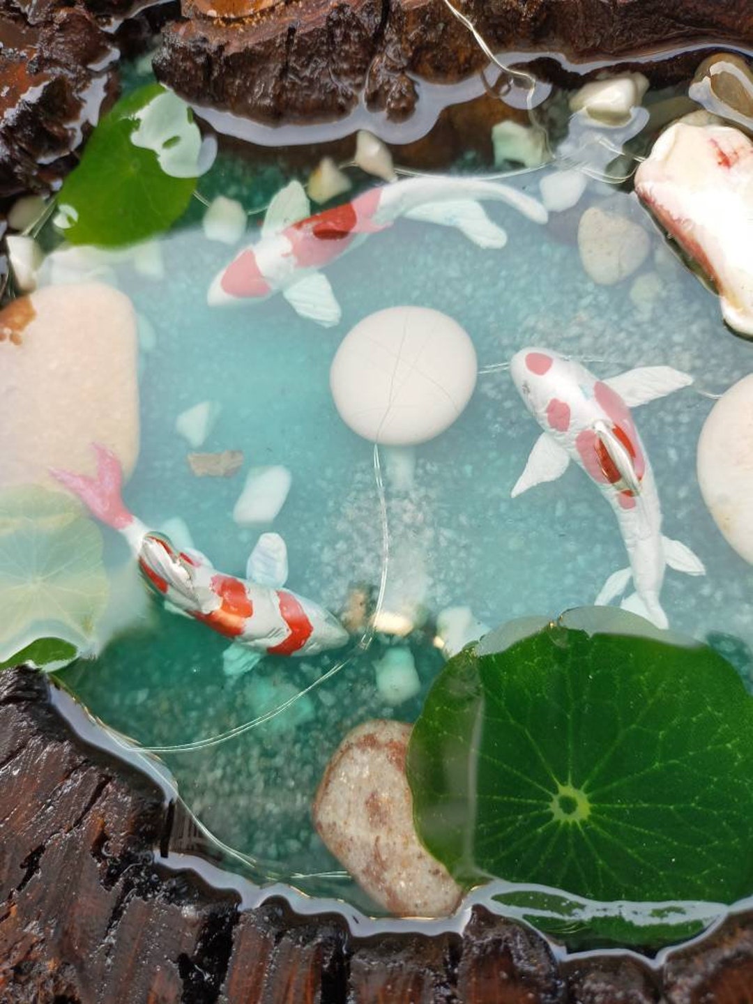 Koifish in Resin, Gift for Friend, Aquarium Look 3D Fish Pond ...