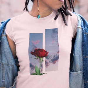 Dreamer Aesthetic Shirt Women Red Rose T-shirt Sunset Sky - Etsy