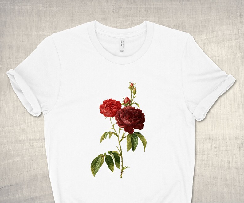Red Roses Flower Shirt, Wildflower Tshirt Women, Vintage Botanical Tee ...