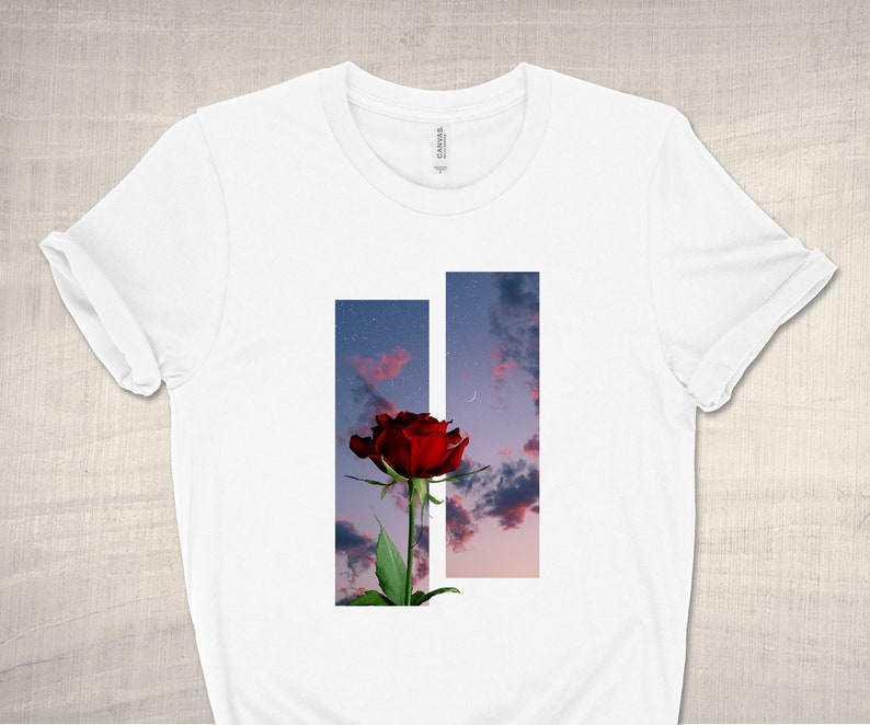 Dreamer Aesthetic Shirt Women Red Rose T-shirt Sunset Sky - Etsy