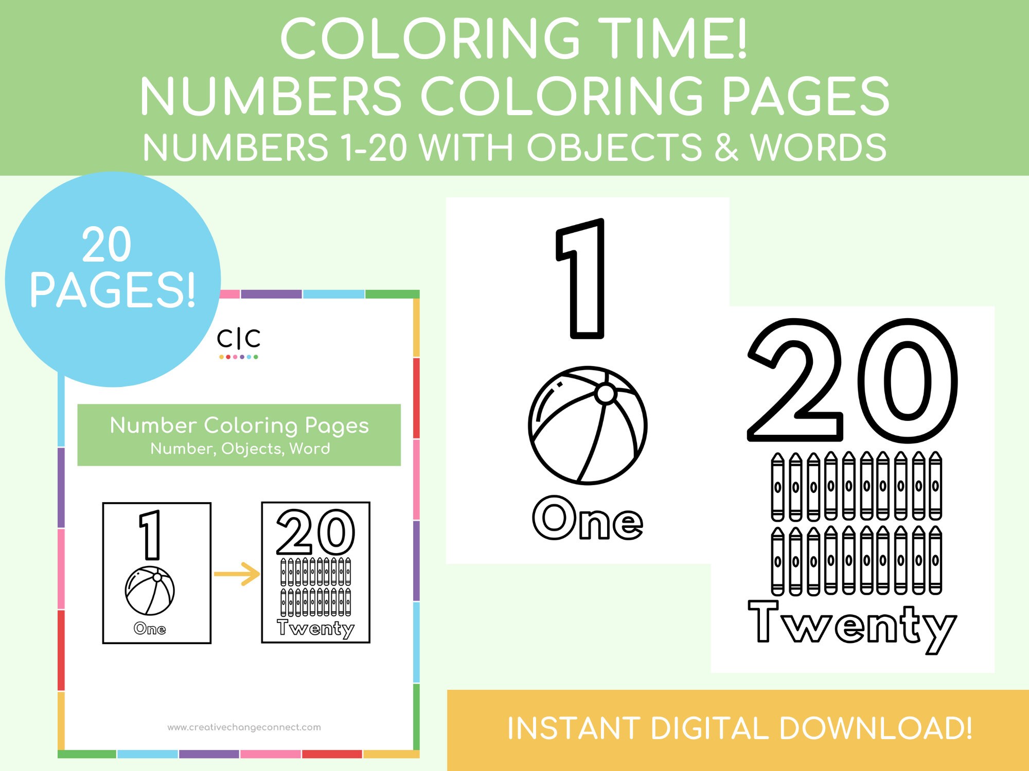Number Coloring Page, Number Coloring Book, Coloring Pages for Kids ...