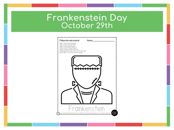 Frankenstein Day Coloring Pages for Kids Halloween | Etsy