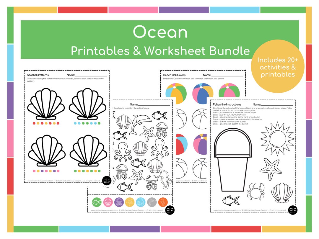 Ocean Workbook - Learning Printables & Activities for Kids - Etsy