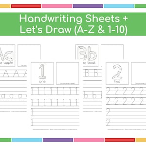 Handwriting Practice Sheets + Let's Draw, Handwriting Practice for Kids ...