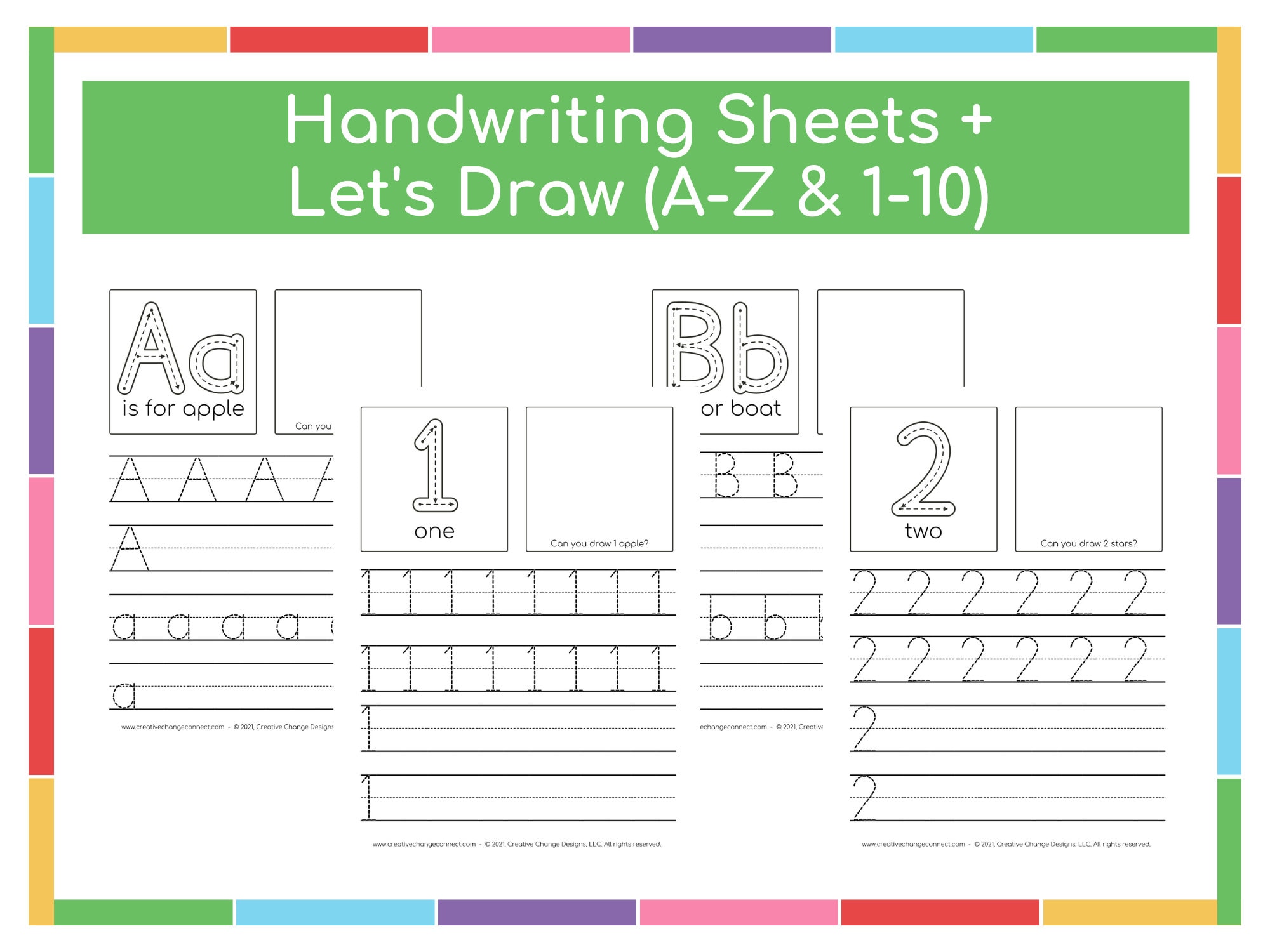Handwriting Practice Sheets + Let's Draw, Handwriting Practice for Kids ...