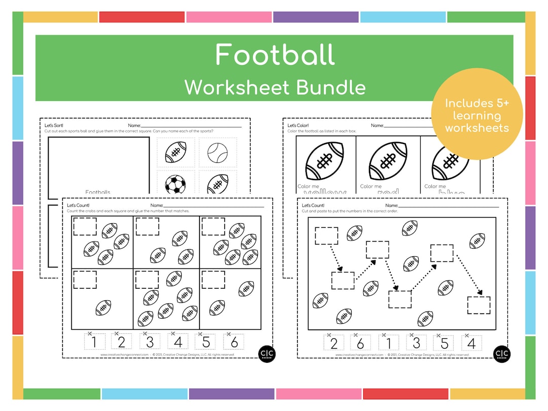 Football Workbook - Learning Printables & Activities for Kids - Etsy
