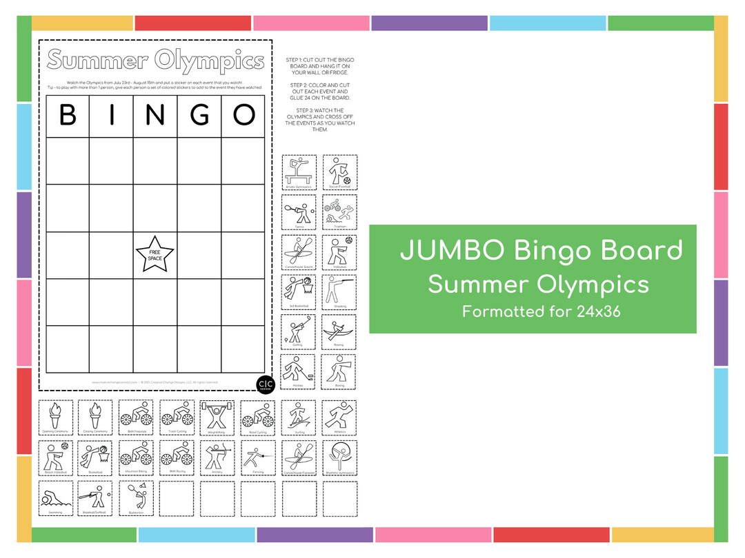 JUMBO Summer Olympics BINGO Game - Etsy