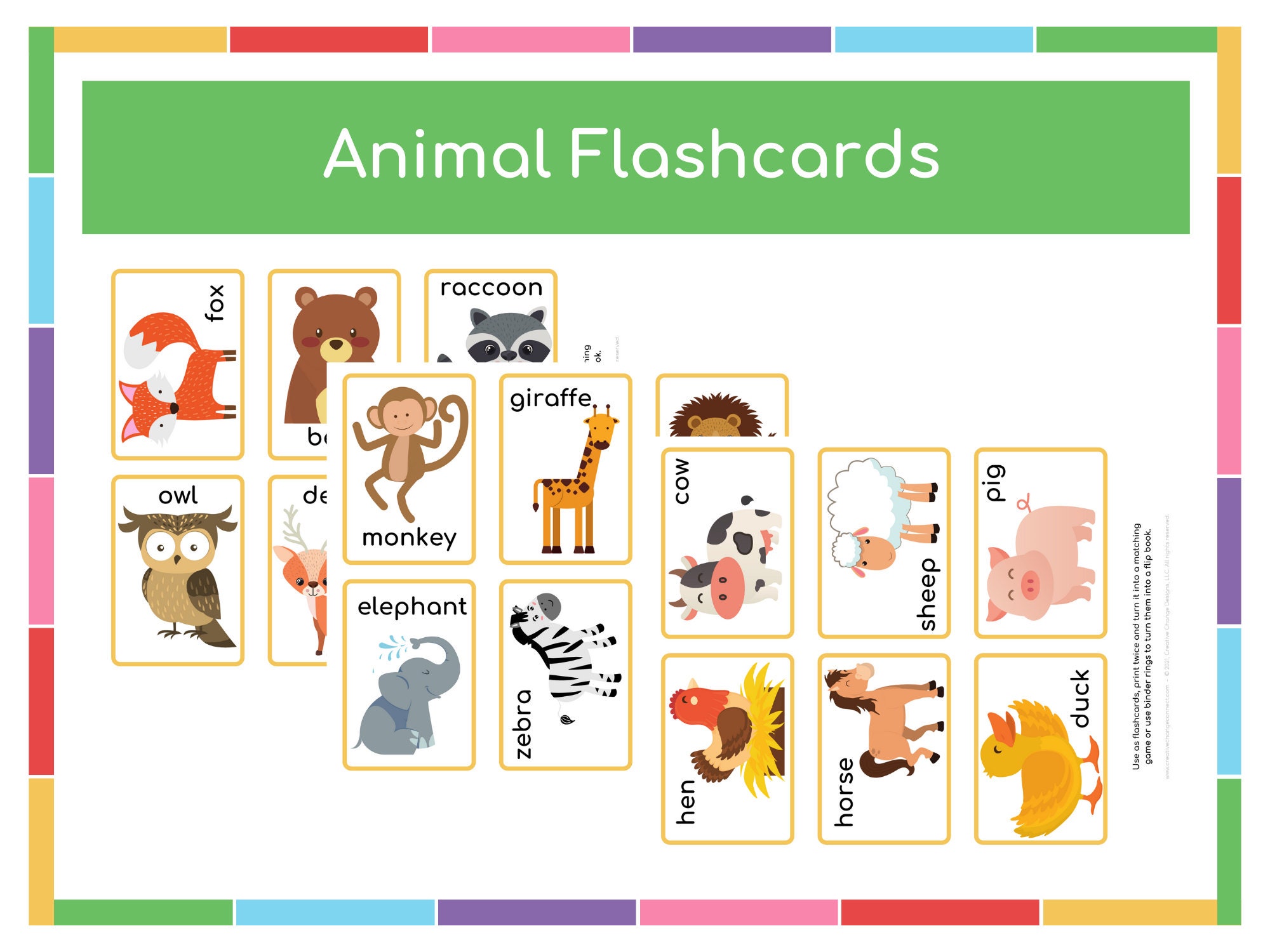 Animal Flashcards, Animal Matching Game - Etsy