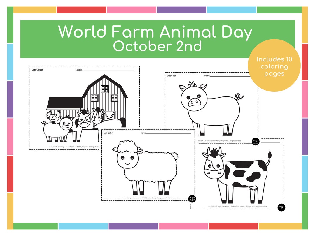 Farm Animal Coloring Pages for Kids - World Farm Animal Day Printable ...