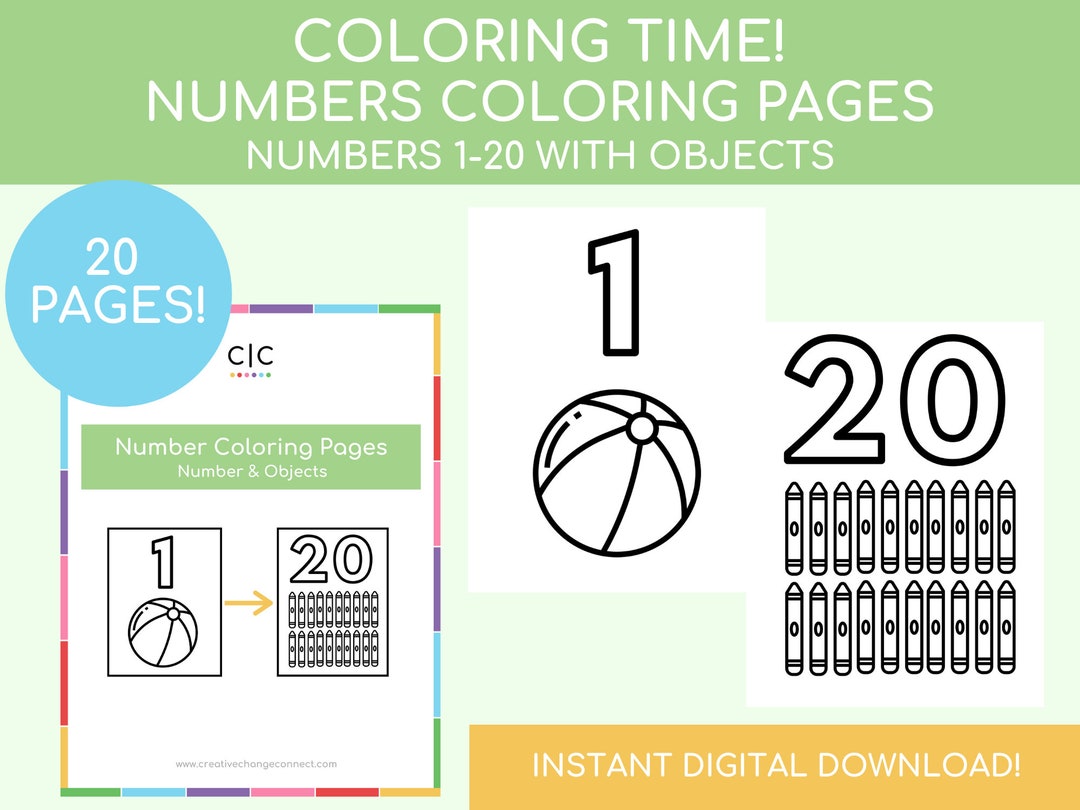 Number Coloring Page Number Coloring Book Coloring Pages for - Etsy