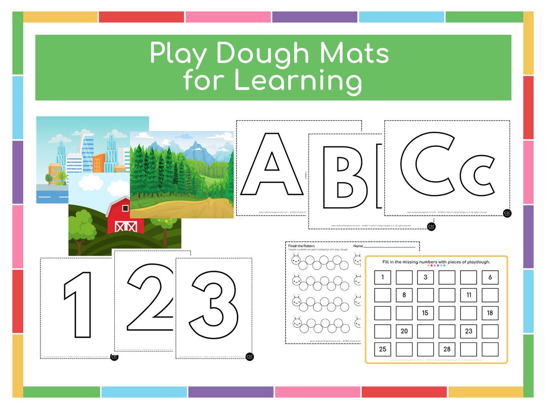 Learning Play Dough Mat, Play Dough Activity Mat, Play-doh Mats, Play ...