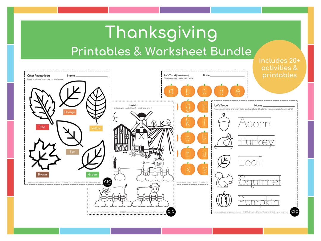 Thanksgiving Workbook - Fall Worksheets - Harvest Printables ...