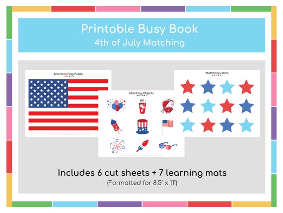 4th of July Printablequiet Book Pagesprintable Busy Binder | Etsy