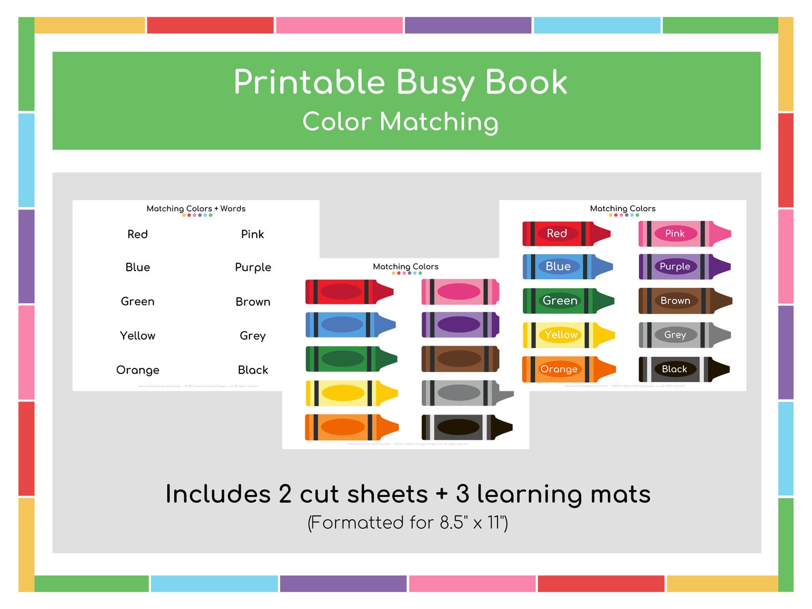 Color Busy Book, Printable Busy Binder Toddler,busy Books for Toddlers ...