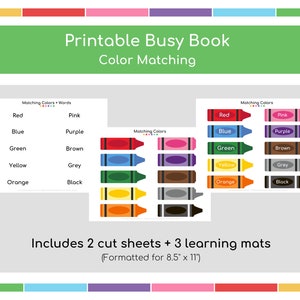 Color Busy Book, Printable Busy Binder Toddler,busy Books for Toddlers ...