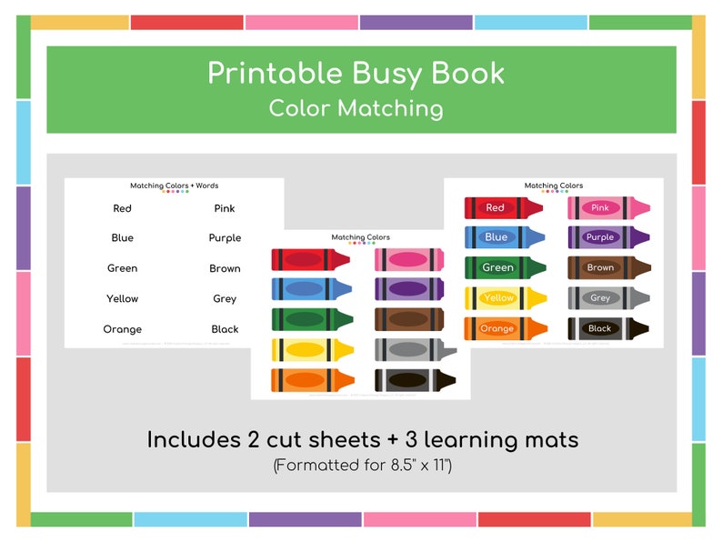 Color Busy Book, Printable Busy Binder Toddler,busy Books for Toddlers ...