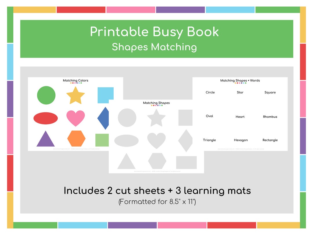 Shapes Busy Book Printable,quiet Book Pages,printable Busy Binder,busy ...