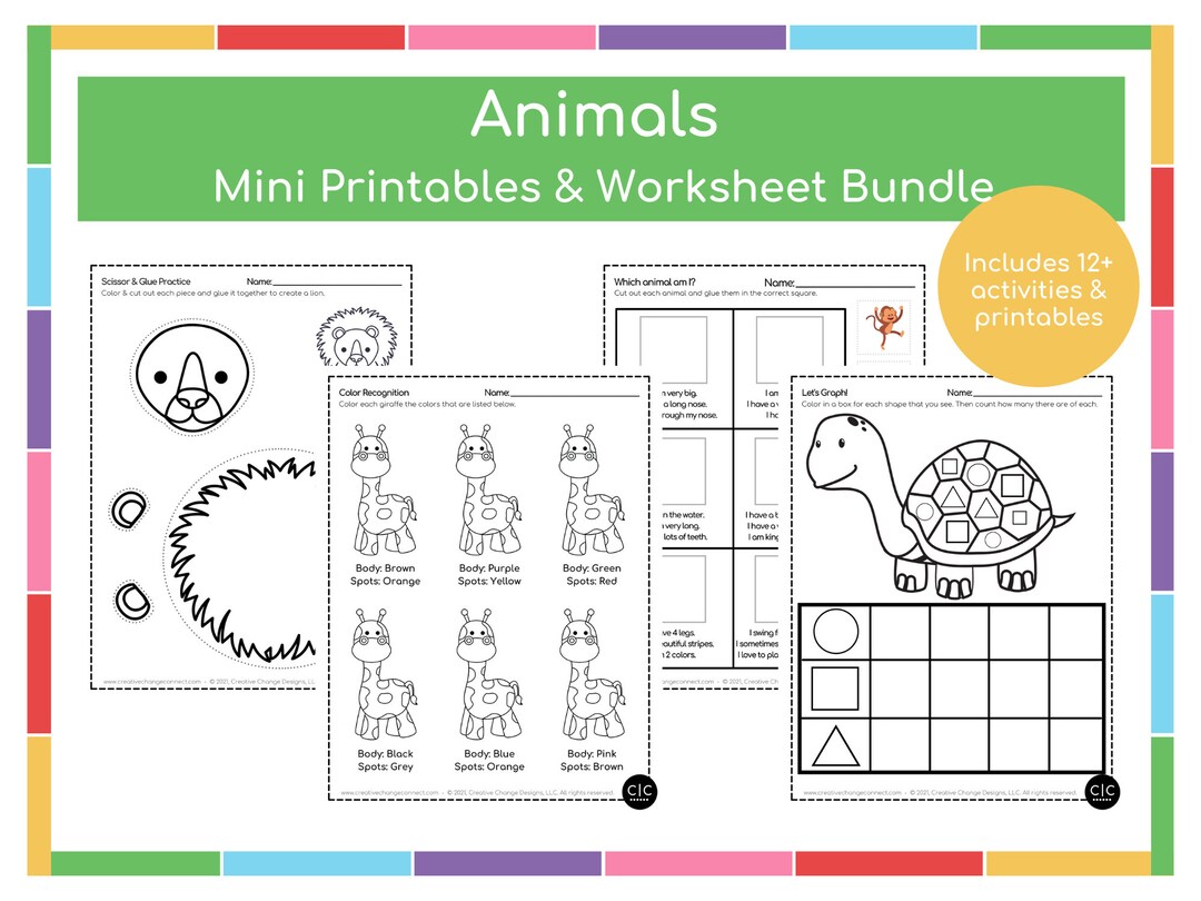 Animal Workbook - Animal Worksheets - Zoo Printables - Preschool ...
