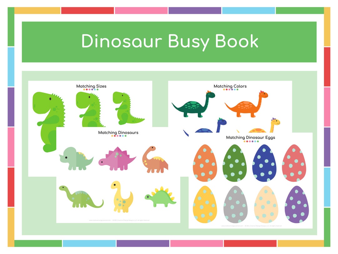 Dinosaur Printable,quiet Book Pages,printable Busy Binder Toddler,busy ...