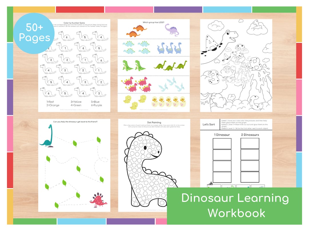 Dinosaur Learning Pack, Dinosaur Coloring Pages, Dinosaur Worksheet ...