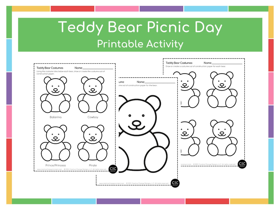 National Teddy Bear Picnic Day - Coloring & Activity Page - Etsy