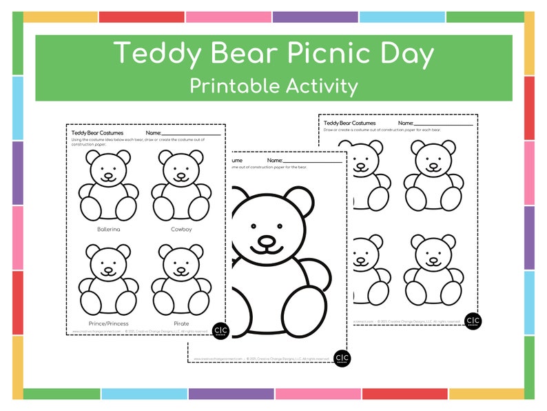 National Teddy Bear Picnic Day - Coloring & Activity Page - Etsy