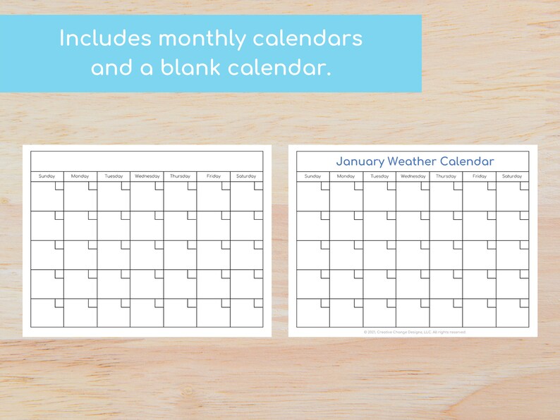 Printable Weather Calendar for Kids, Homeschool Printables, Preschool ...