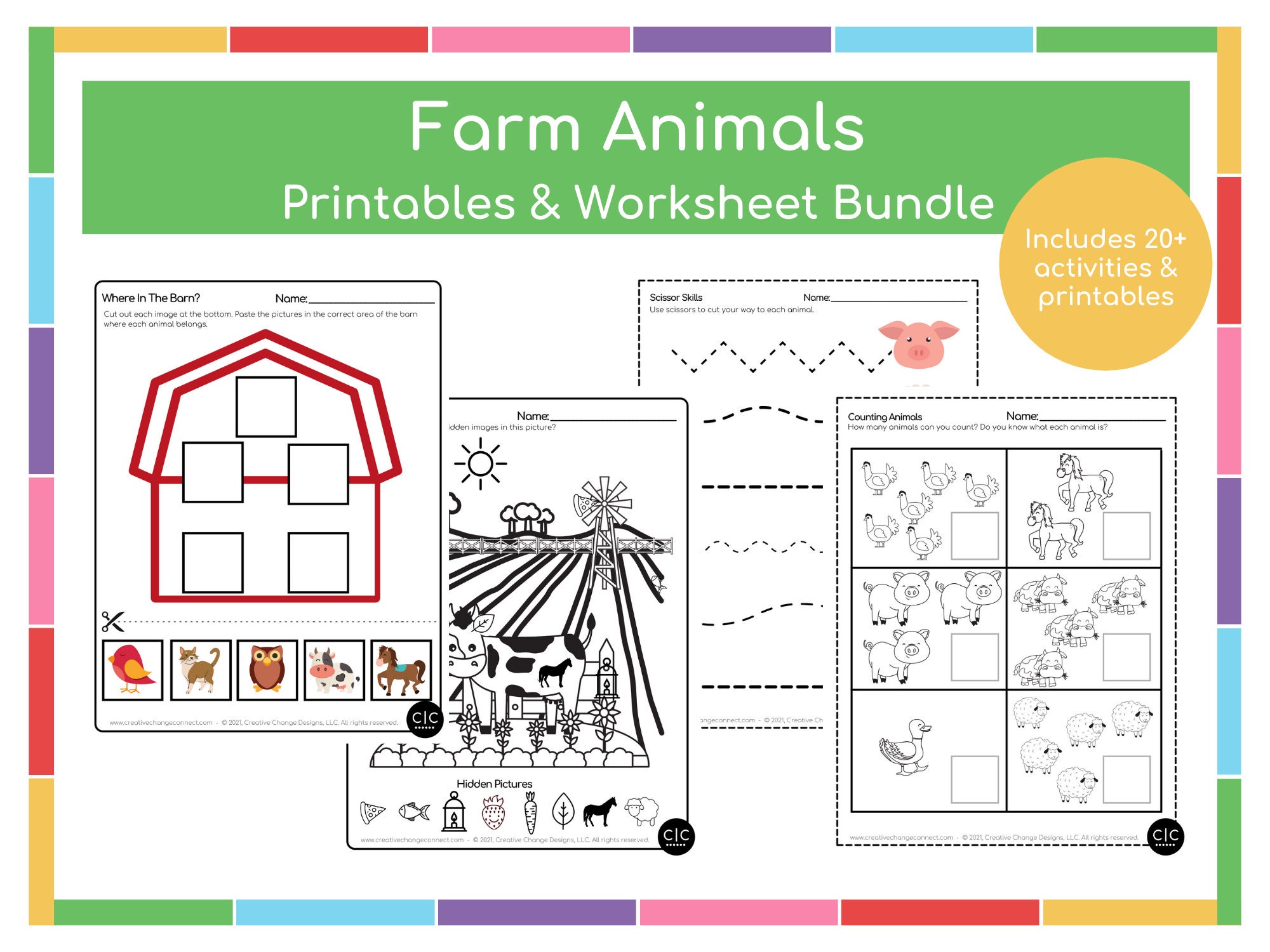 Farm Animal Workbook - Learning Printables & Activities for Kids - Etsy