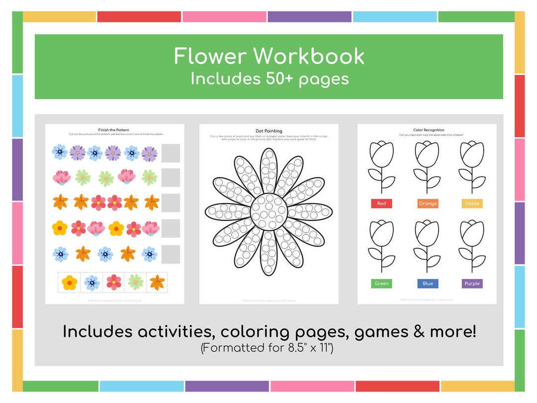 Flower Learning Pack, Flower Coloring Pages, Flower Worksheet ...
