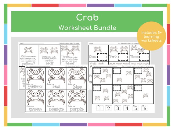 Crab Workbook Learning Printables & Activities for Kids | Etsy