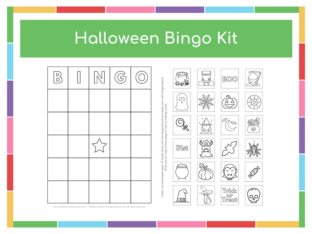 Create Your Own Halloween Bingo Game, Games for Kids, Coloring Page ...