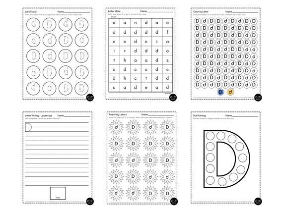 Hojas De Trabajo Y Actividades De La Letra D