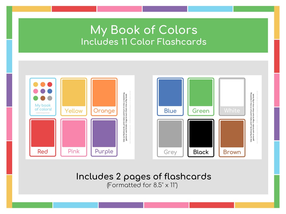 Color Flashcards, Printable Flashcards for Kids, Flashcards for Toddler ...