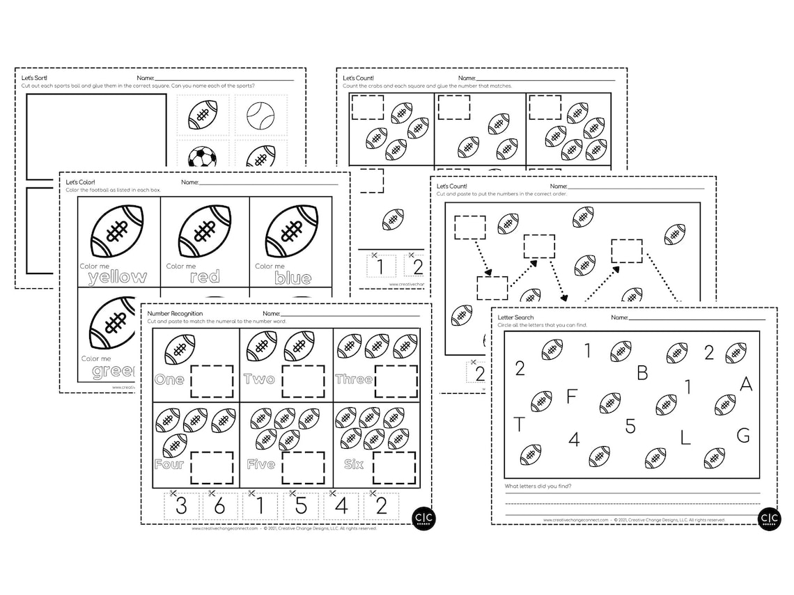 Football Workbook - Learning Printables & Activities for Kids - Etsy