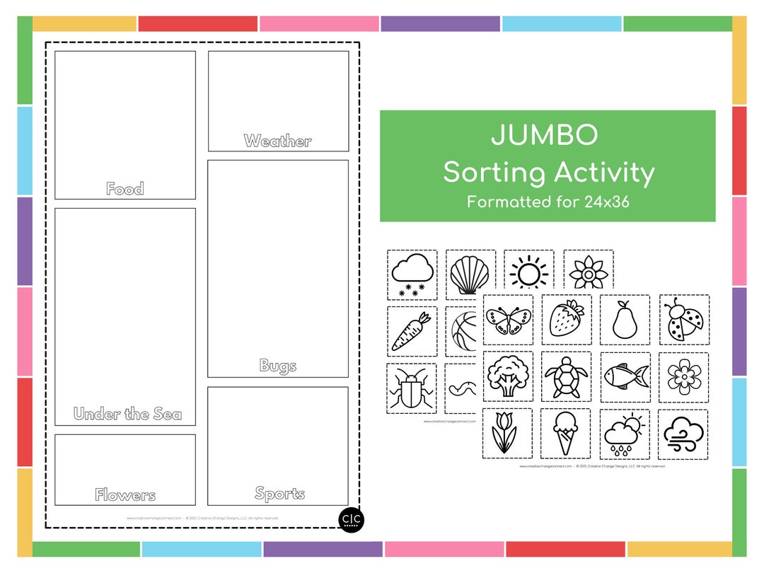 Jumbo Object Sorting Activity for Kids (24x36) - Etsy