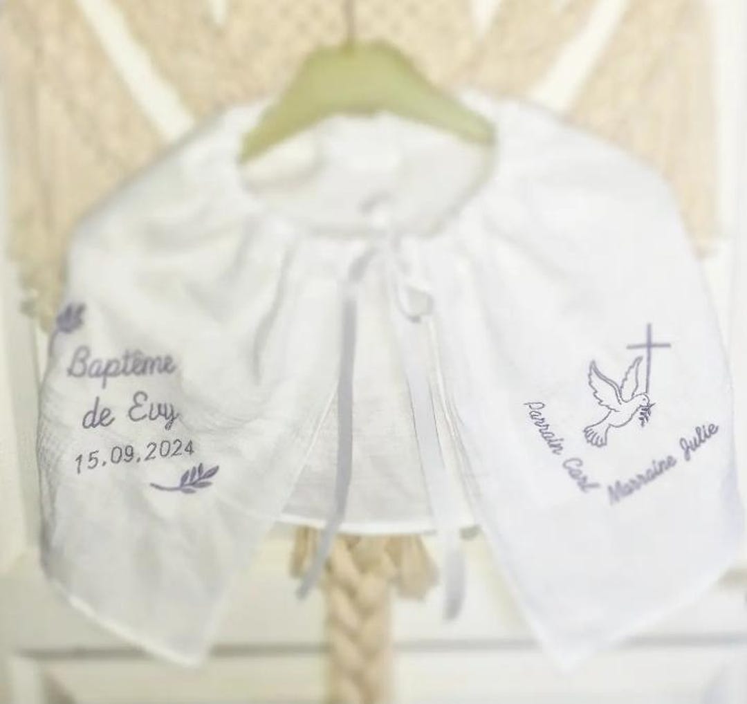 Baby Child Baptism Ceremonial Cape Embroidered Personalized First Name ...