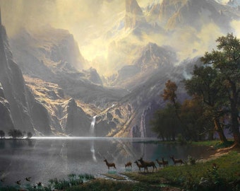 Among the Sierra Nevada, California - Artist Albert Bierstadt - Oil ...