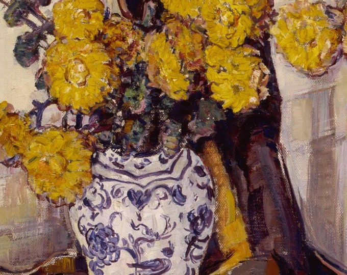 Still Life With Yellow Flowers - Artist Russell Cheney - Oil Painting ...