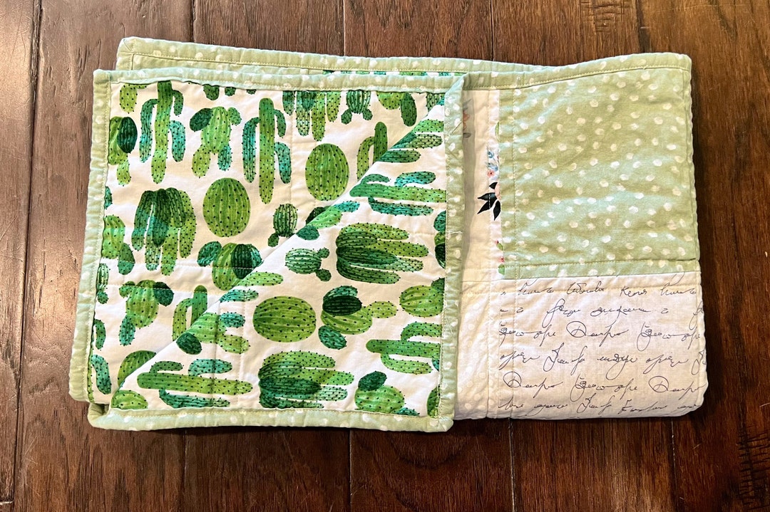 Cactus Quilt, Baby Quilt, Baby Blanket, Green and Pink, Boho Blanket ...