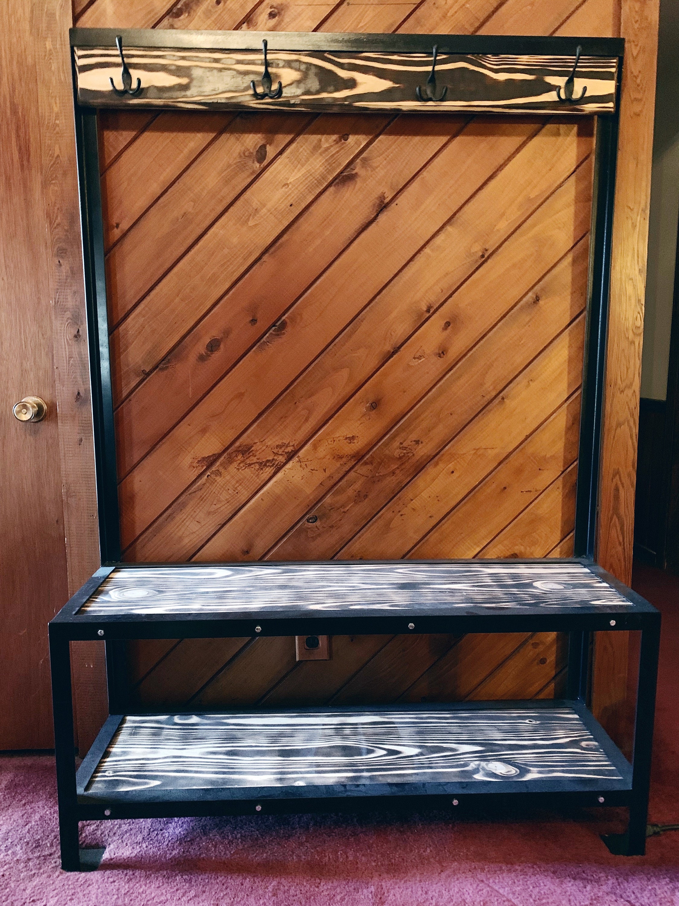 Handcrafted Wood and Metal Entryway Bench Vintage Modern | Etsy