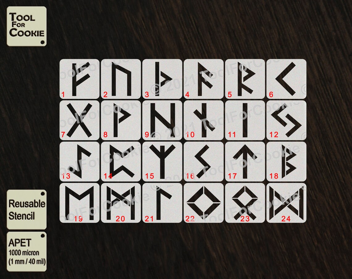 Viking Runes Stencil The Elder Futhark Runes Stencil | Etsy