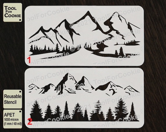 Mountains Stencil Tree Stencil Forest Stencil - Etsy