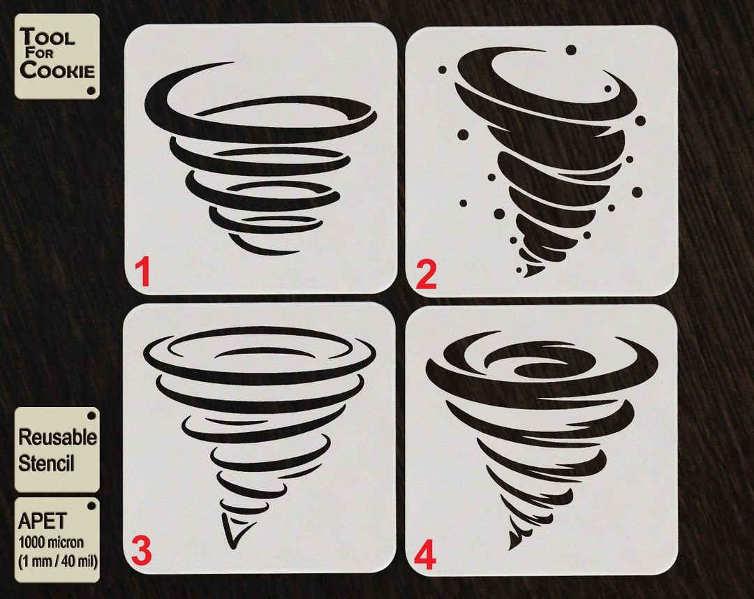Tornado Stencil, Vortex Stencil, Swirl Stencil, Whirlwind Stencil, Eddy ...