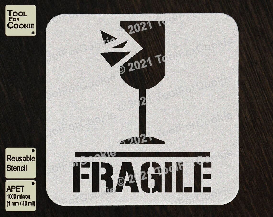 Fragile Stencil, Fragile Symbol, Packaging Stencil, Glass Symbol ...
