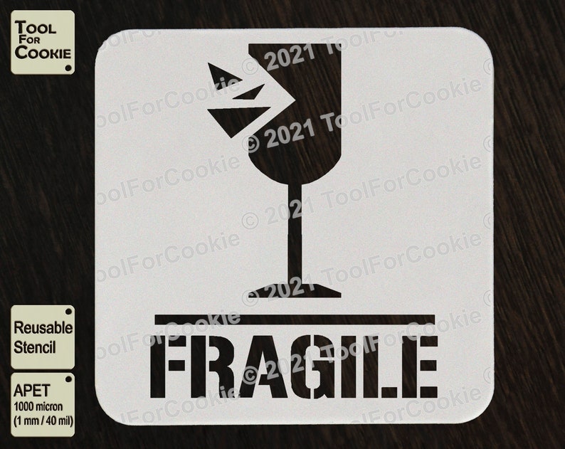 Fragile Stencil, Fragile Symbol, Packaging Stencil, Glass Symbol ...