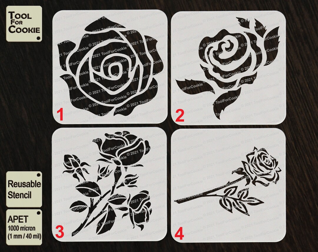 Rose Flower Stencil, Rose Floral Pattern, Custom Stencil, Any Font, Any ...