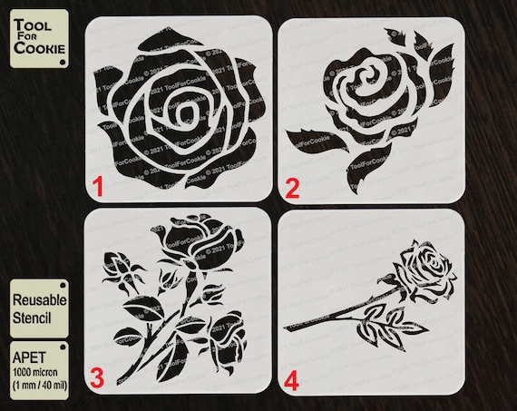 Rose Flower Stencil Rose Floral Pattern Custom Stencil Any | Etsy