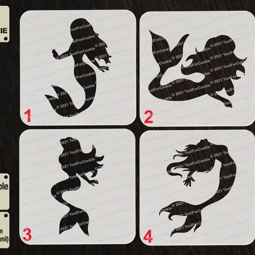 Mermaid Stencil Mermaid Template - Etsy