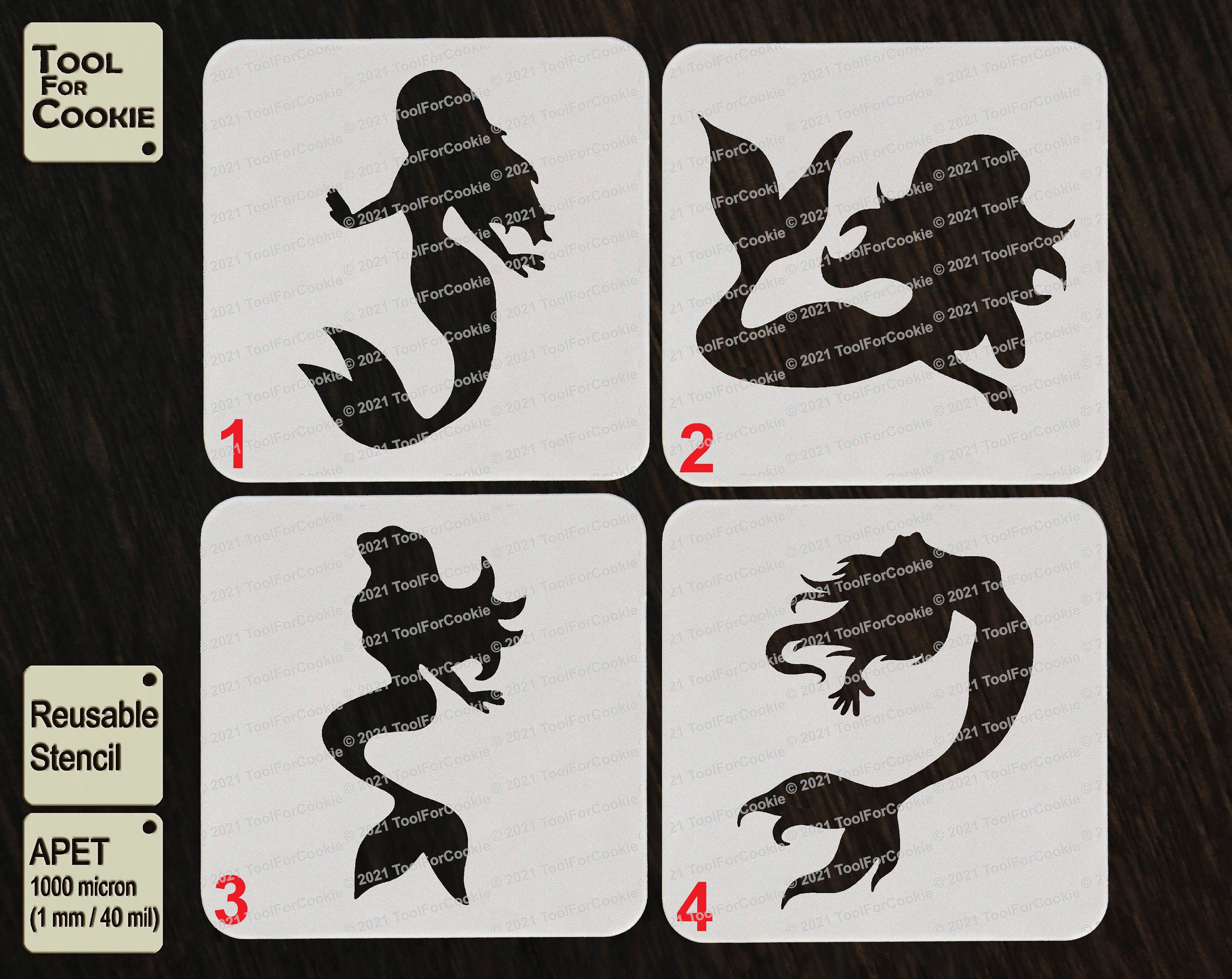 Mermaid Stencil Mermaid Template - Etsy